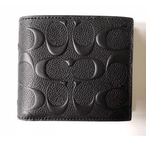 Coach | Bags | Nwt Coach Mens Signature Embossed Black Wallet | Poshmark